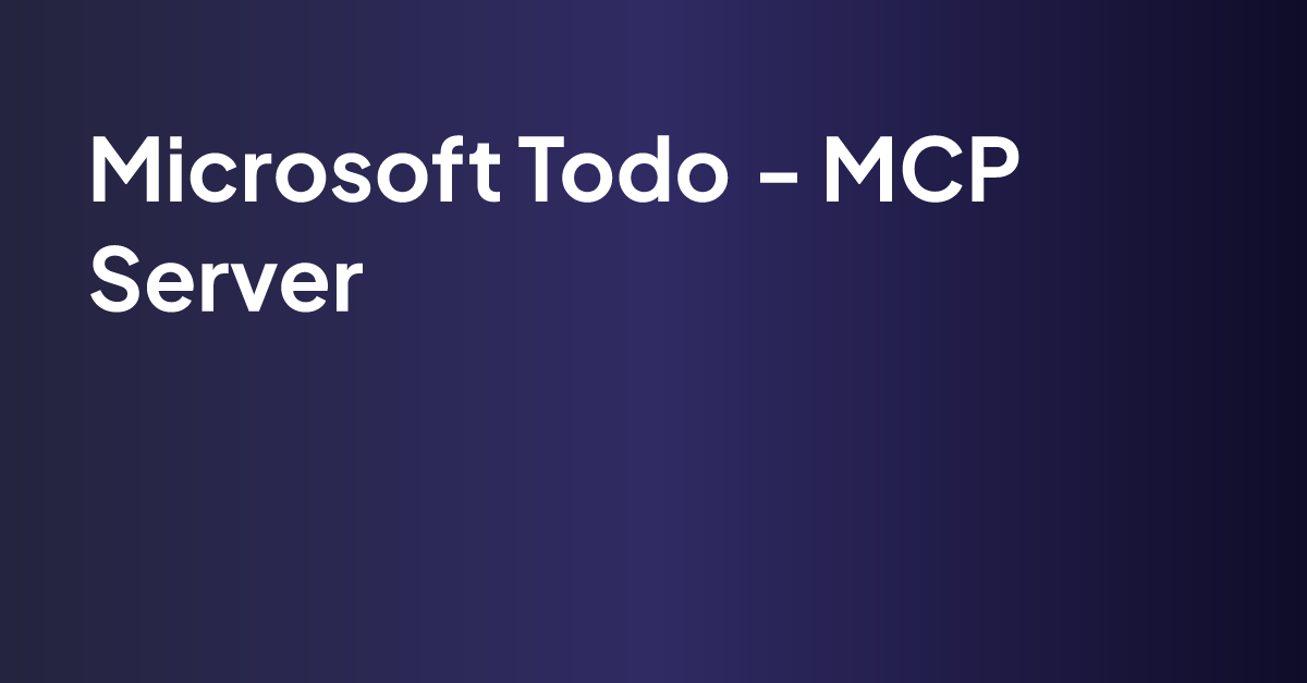 Microsoft Todo - MCP Server